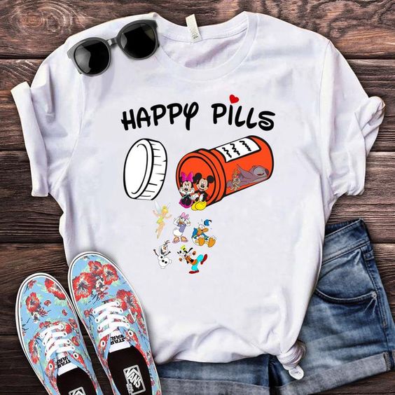 Happy Pills Disney Shirt, Disney Inspired, Cute Disney Sweatshirt, Mickey, Minnie, Donald Duck ...